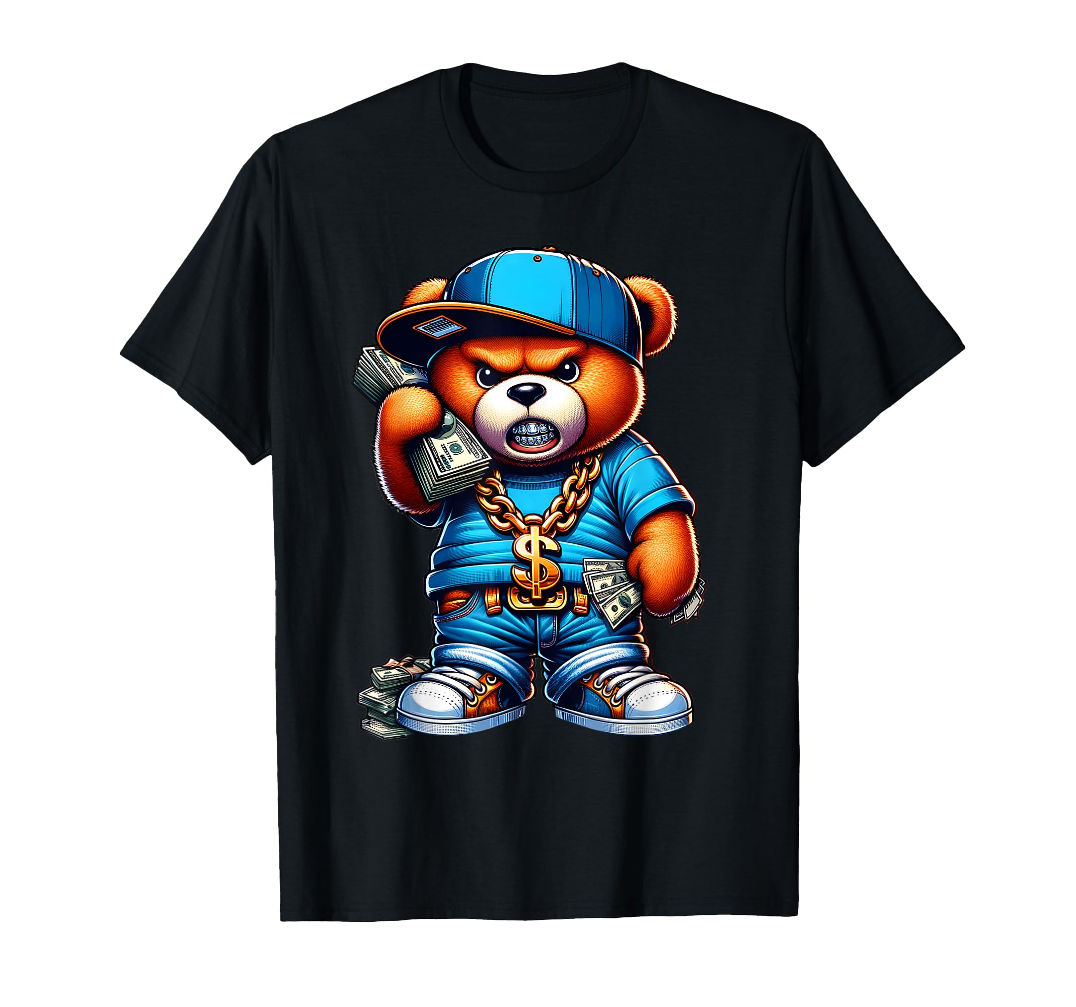 Amazon.com: Money Callin Hip Hop Teddy Bear Gangsta Hustle Streetwear T ...