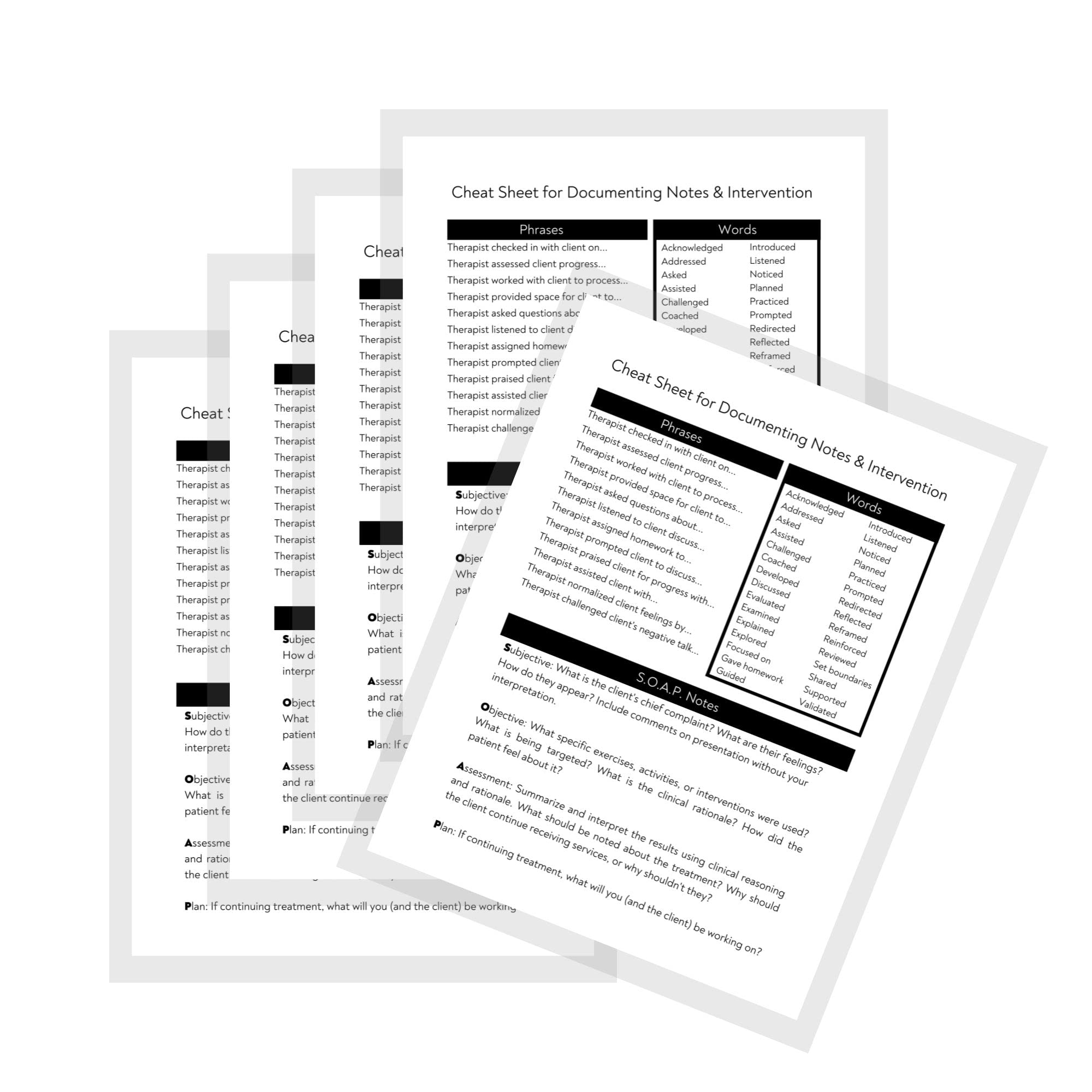 Snapklik.com : Therapy Notes And Intervention Cheat Sheet 2 Laminated ...