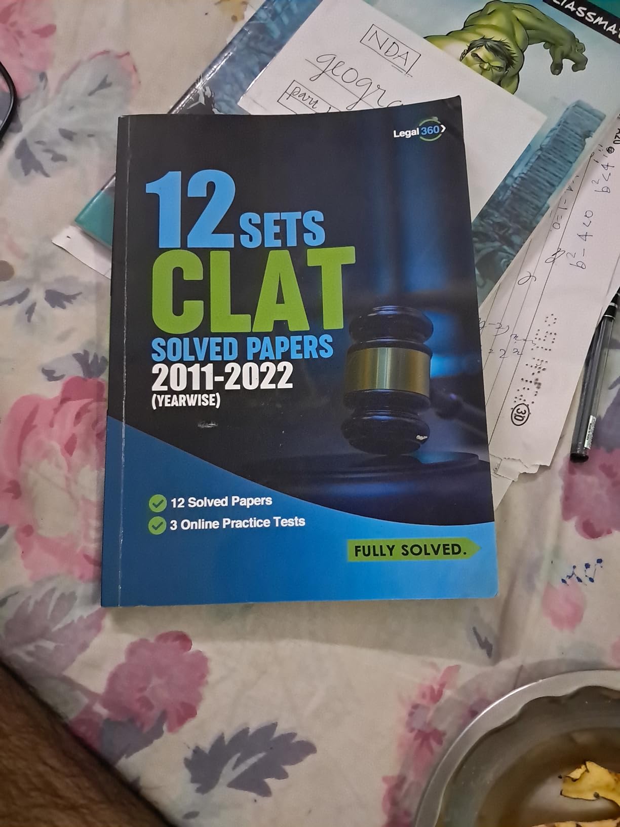 CLAT Previous Years Solved Papers & 3 Online Practice Tests : Legal360 ...