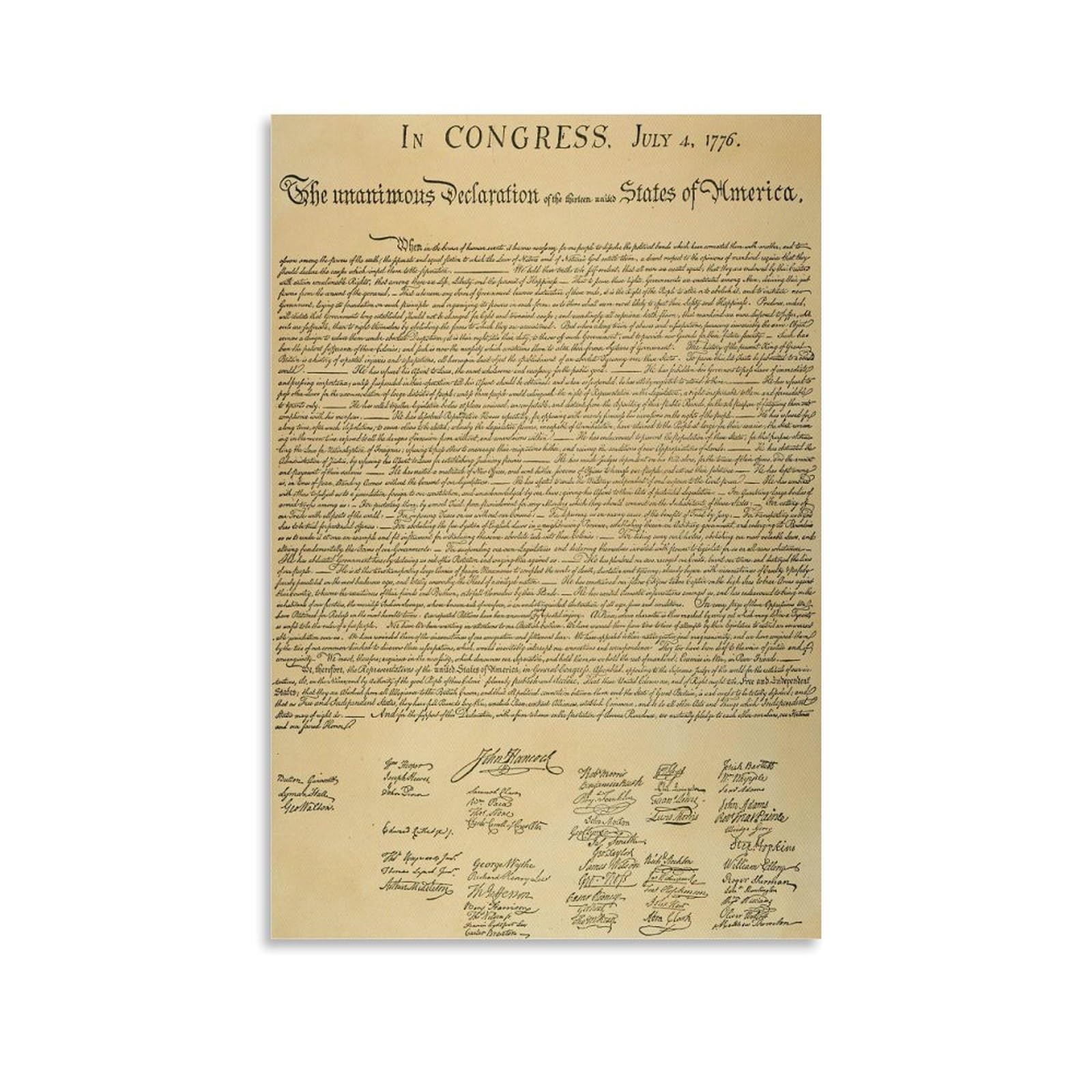 Amazon.com: Ytonisld American Declaration of Independence Posters ...
