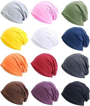 Tergy 12 Pieces Unisex Beanie Hats for Men Women Slouchy Beanie Hip-Hop ...