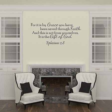 Amazon.com: It is by Grace Vinyl Wall Decal Quote Ephesians 28 God Word ...