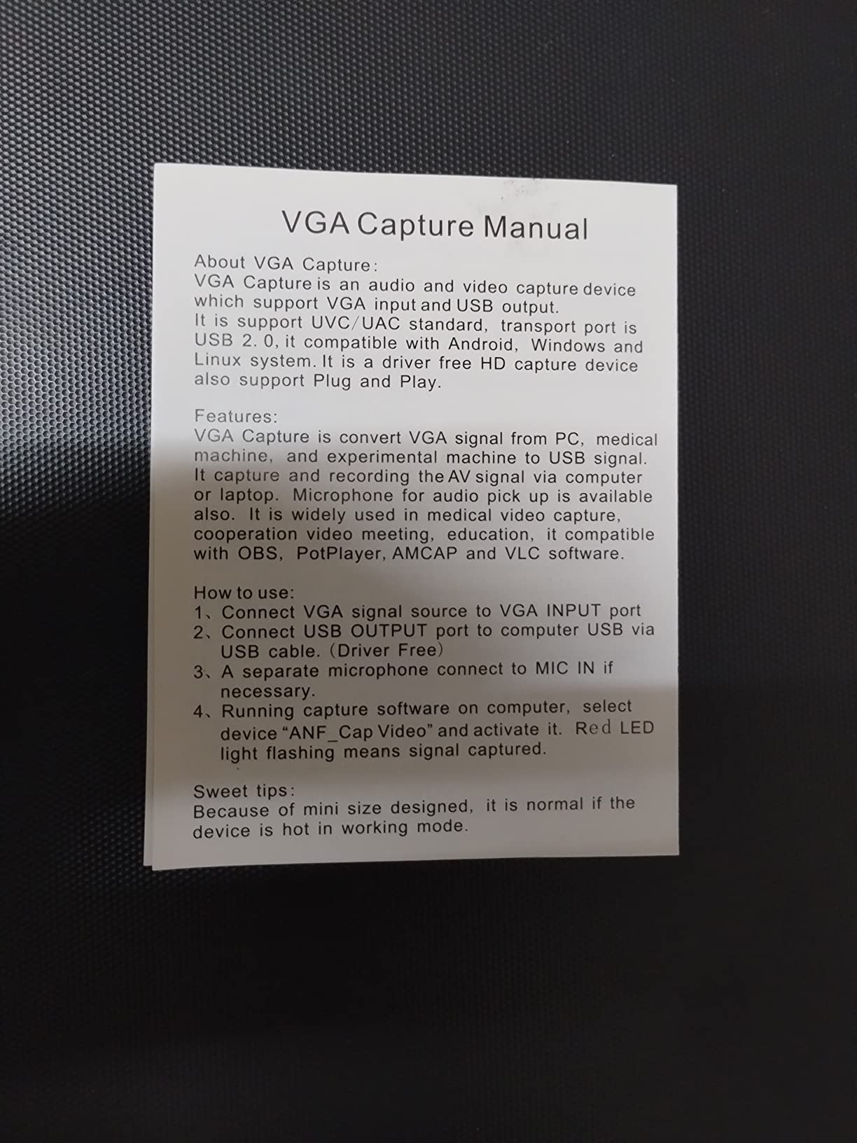 VGA Capture Card, VGA to USB Capture Device with Mic Input Support HD ...