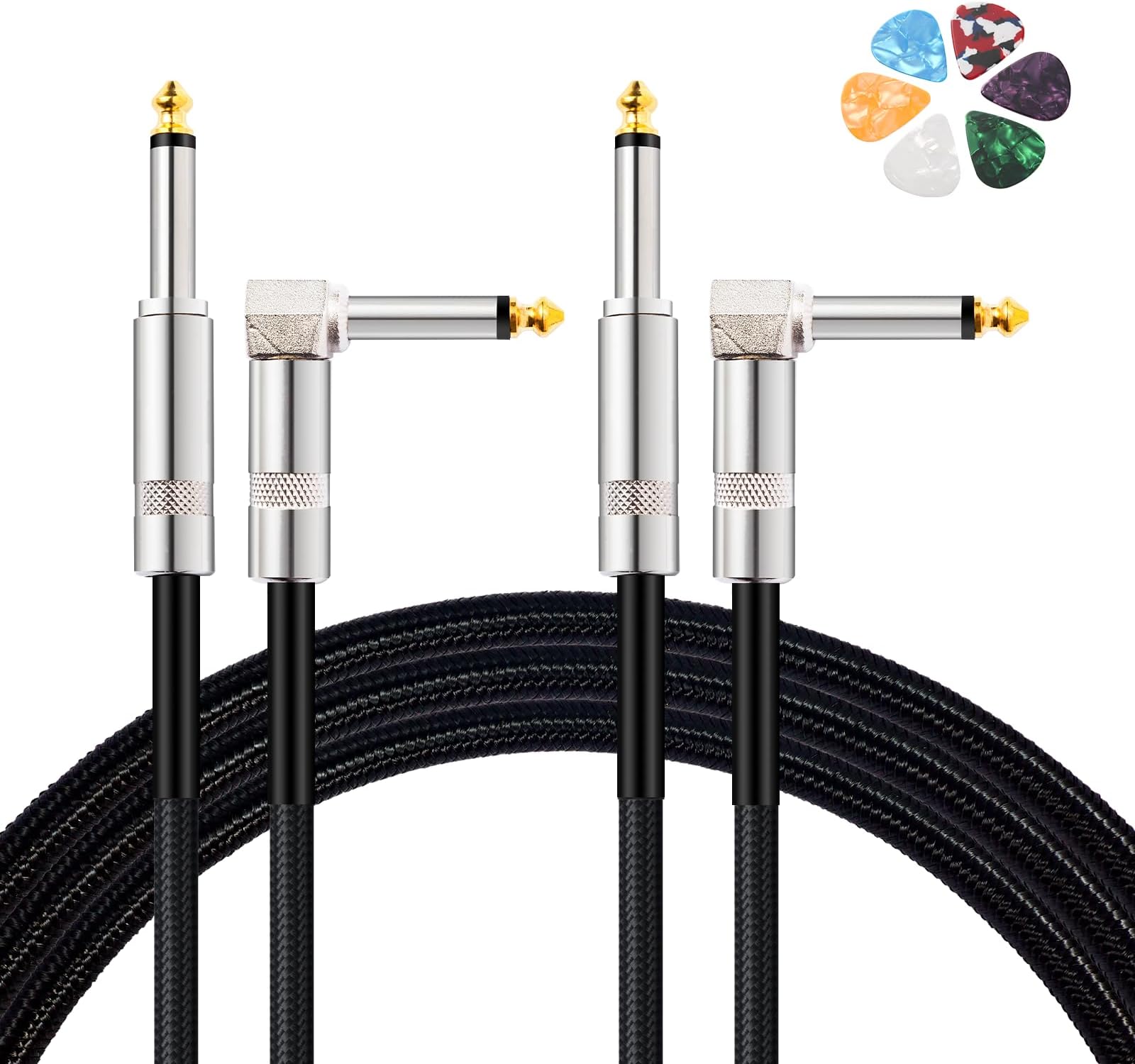 Amazon.com: Dunkive 6 Pack Guitar Instrument Cable 10 ft Guitar Cord ...