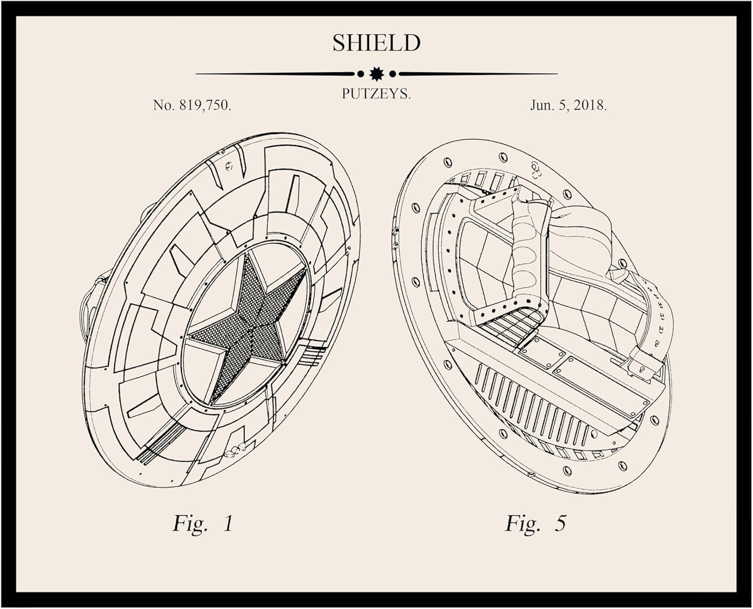Amazon.com: Poster Master Captain's Shield Blueprint Poster - Superhero ...