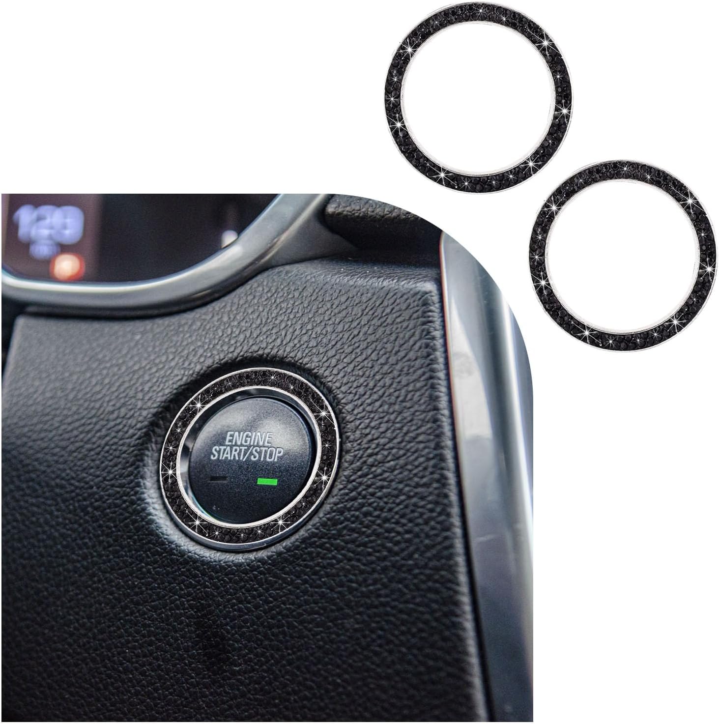 Amazon.com: LivTee 2 PCS Crystal Double Rhinestone Car Engine Start ...