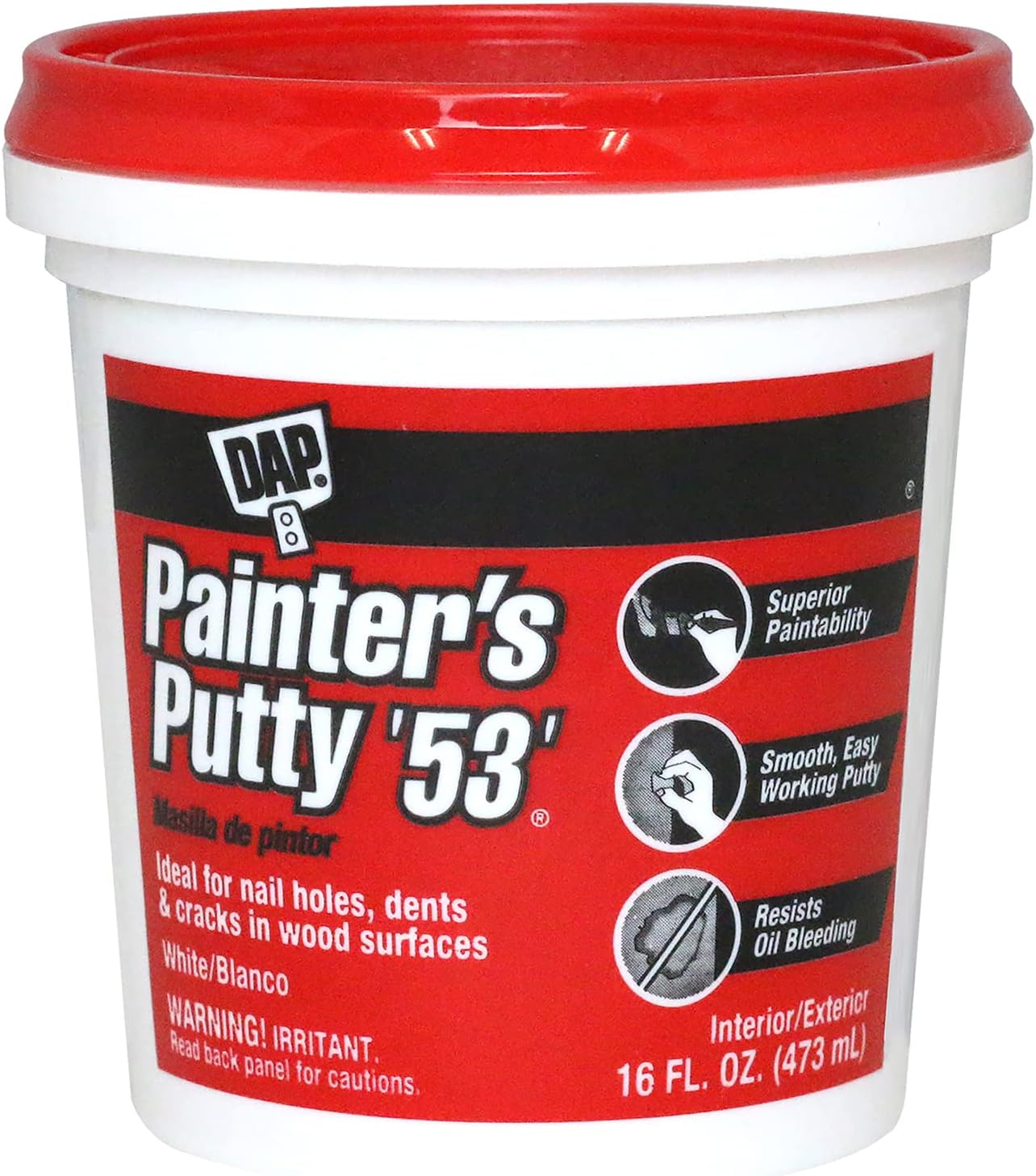 DAP 12242 Painters Putty Pt Raw Building Material, 16 oz, White - Wall ...