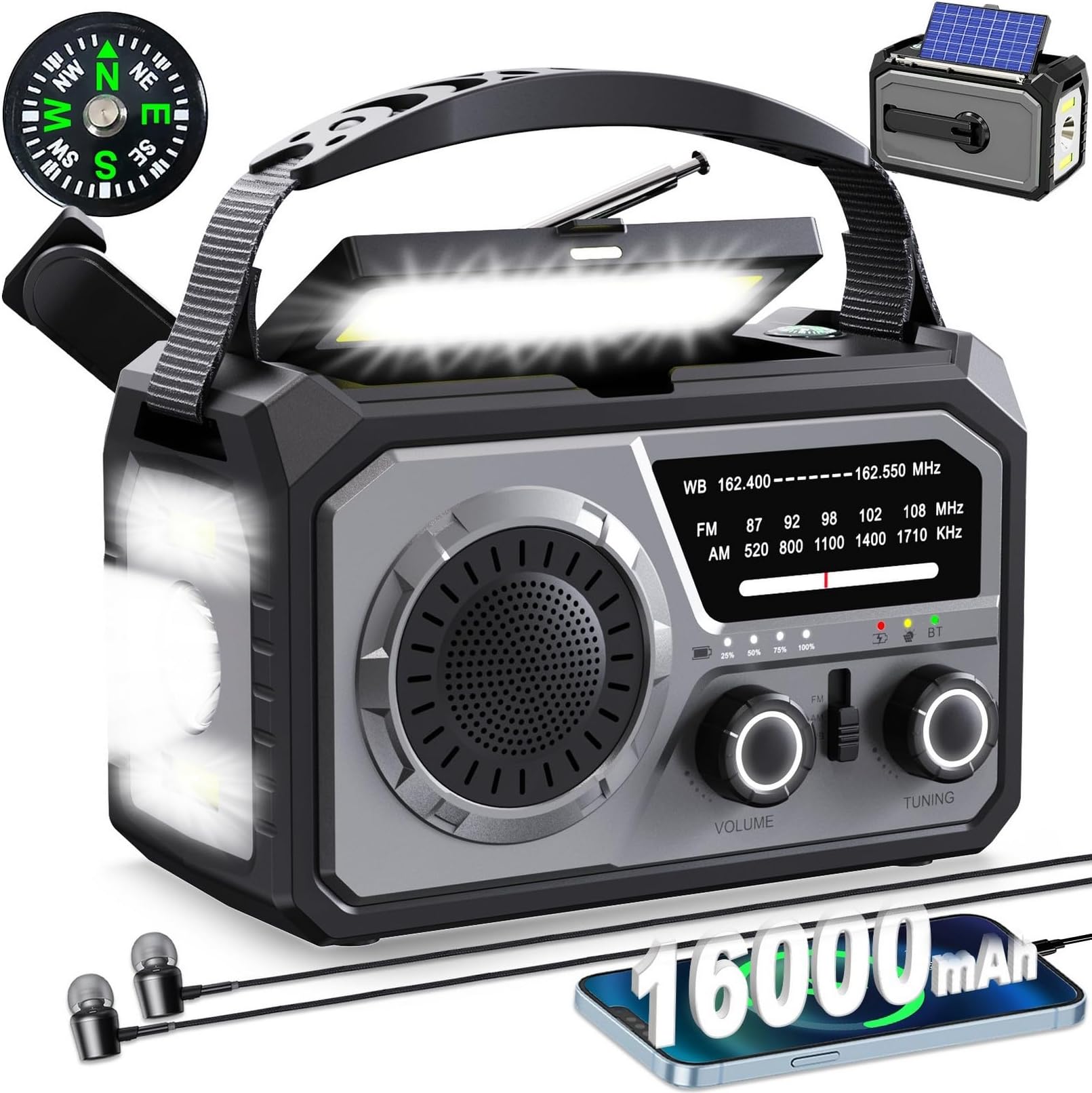 Amazon.com: Emergency Radio Bundle: 37000mWh & 6000mAh Hand Crank NOAA ...