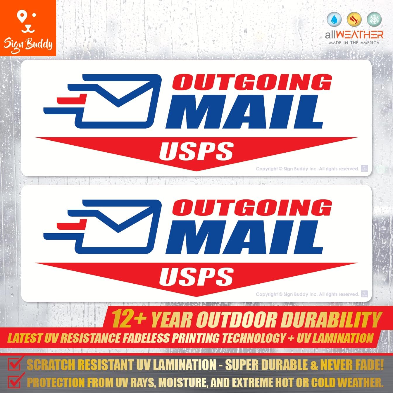 Amazon.com : (Pack of 2) Outgoing Mail Sign Post Office Logo Decal ...