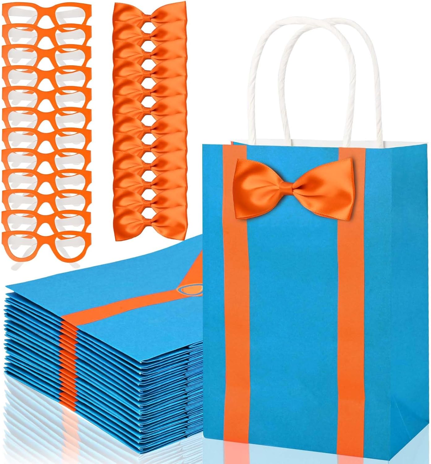 Amazon.com: Bolsome 20Pcs Orange Blue Party Favor Bags with 20Pcs Paper ...