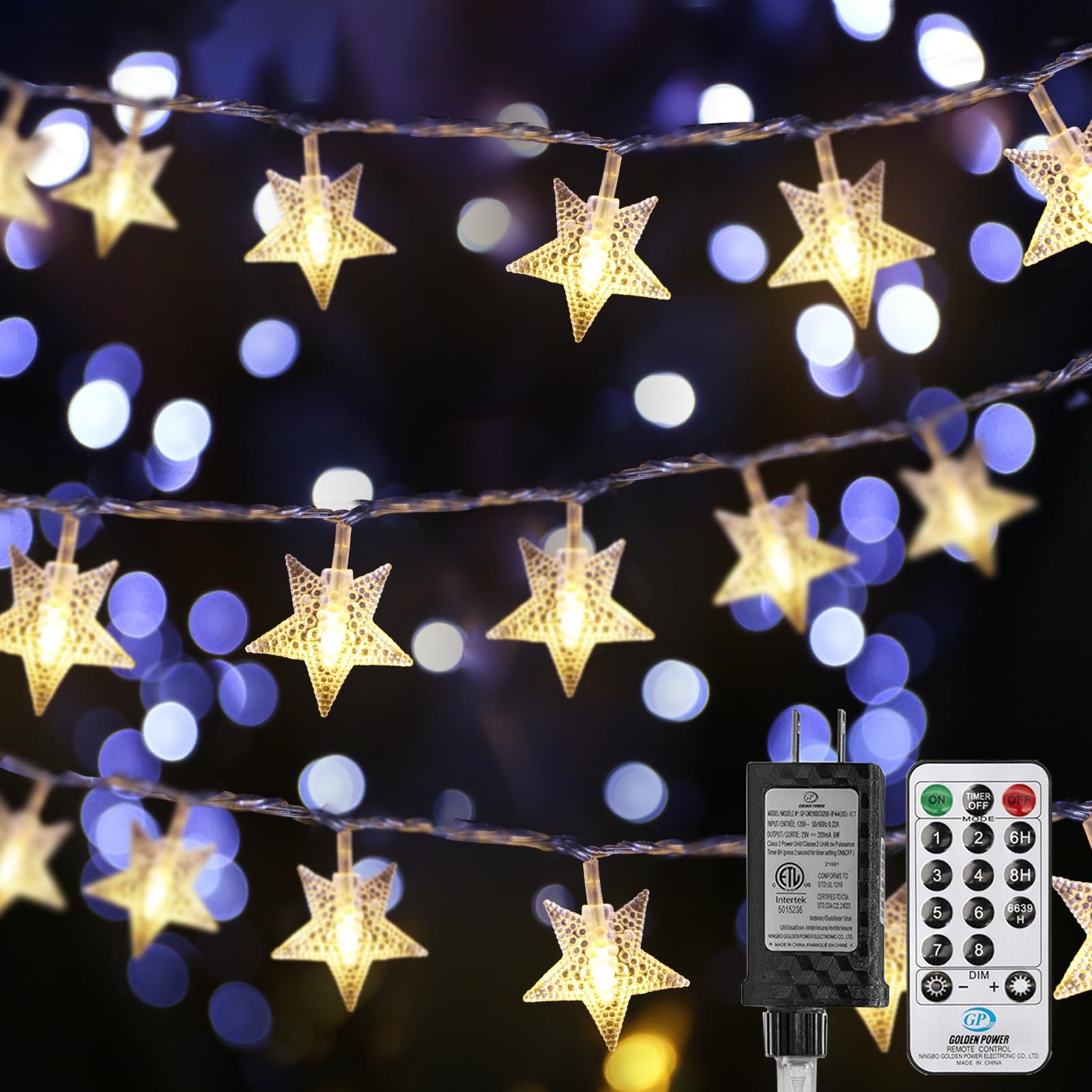 Amazon.com: Star String Lights 59 Ft 100 LED Fairy Lights Plug in with ...