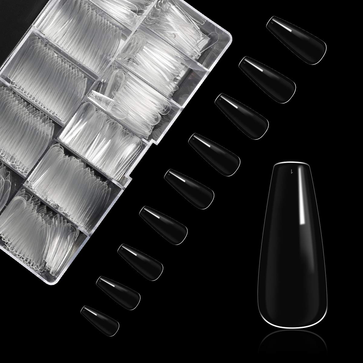 Makatata 500pcs Coffin Ballerina Oval Full Cover Square Almond Stiletto ...