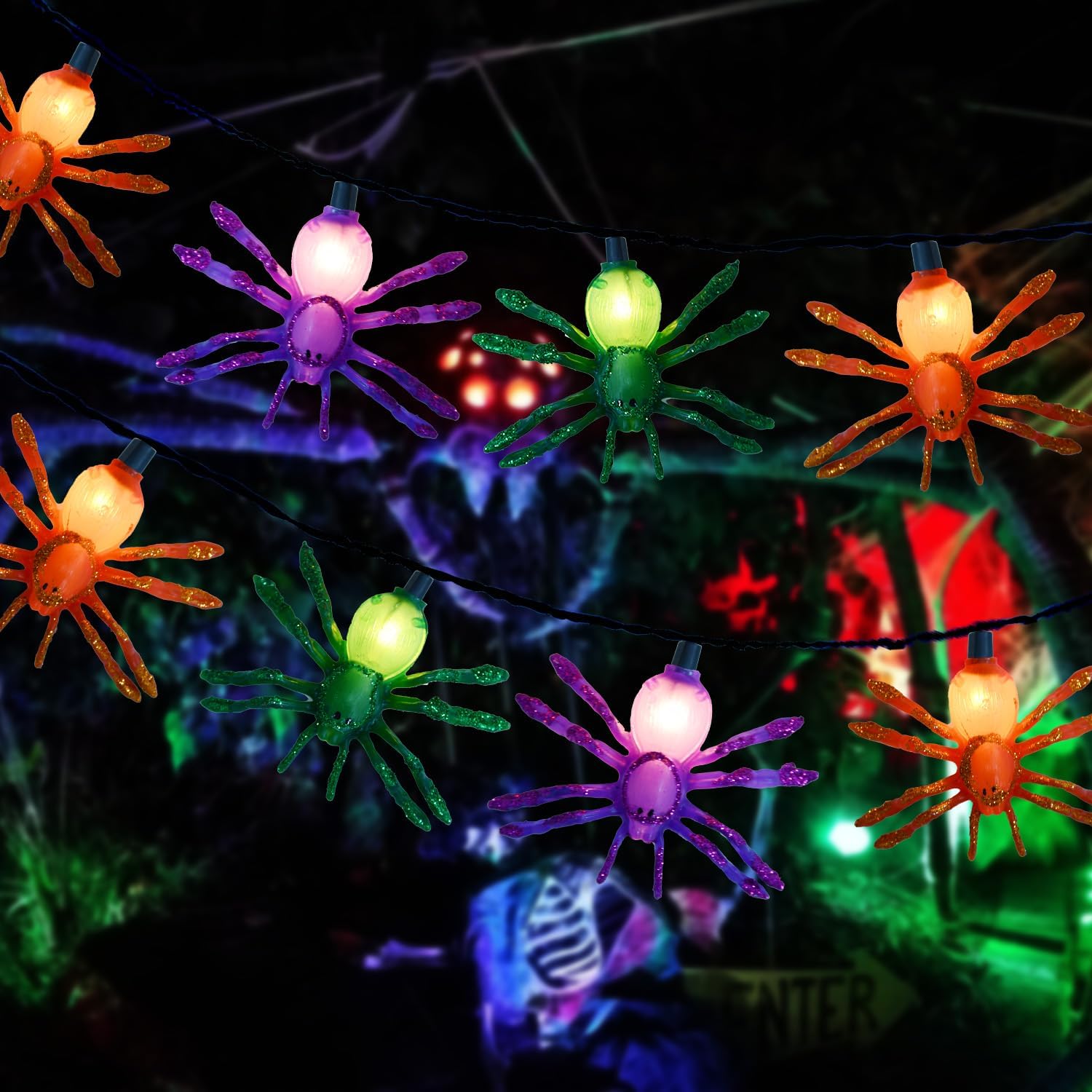 Amazon.com: Agaphoton Halloween 8.5FT Spider String Lights with 10 ...
