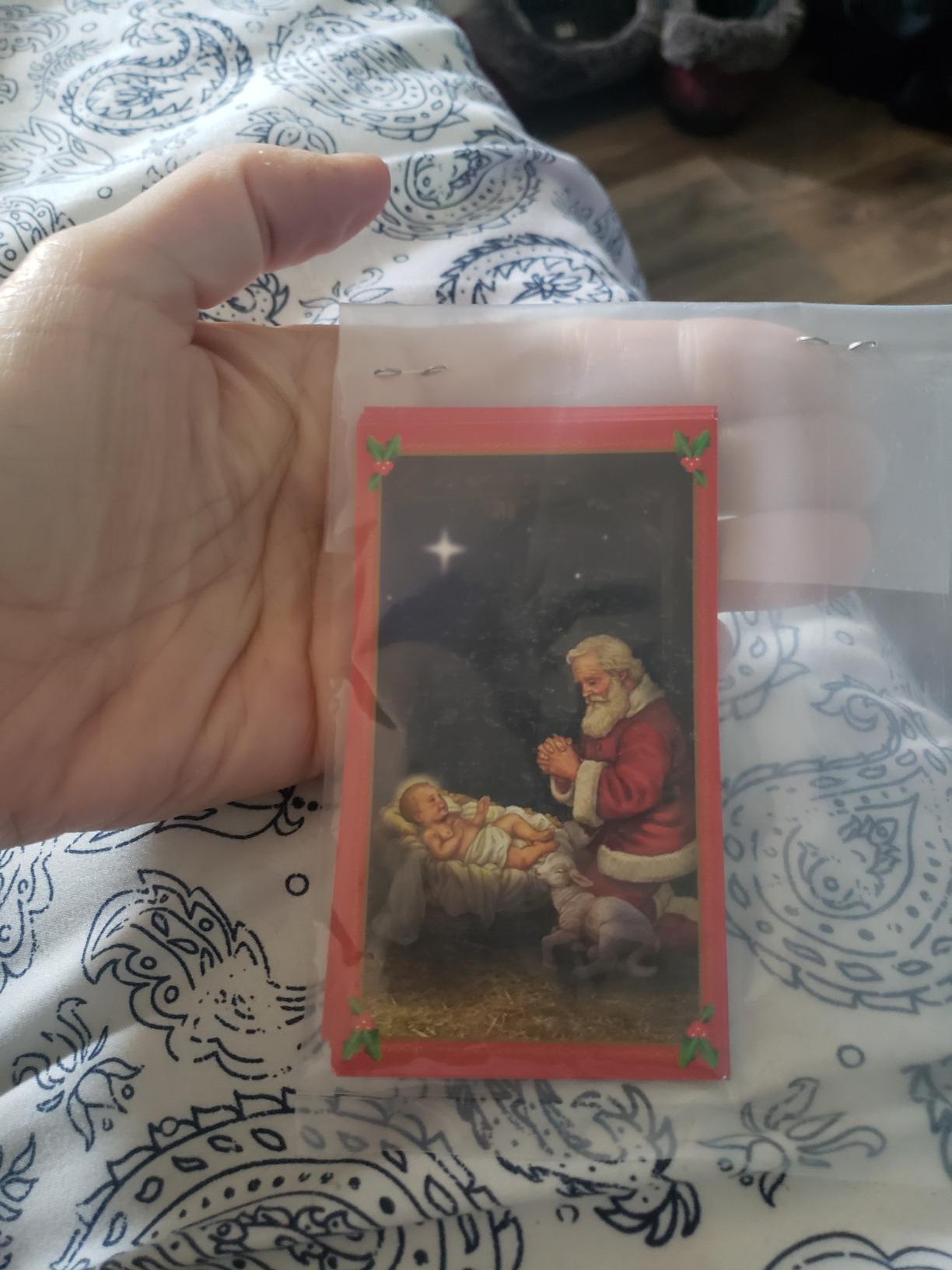 Amazon.com: Christmas Kneeling Adoring Santa with Baby Jesus Holy ...