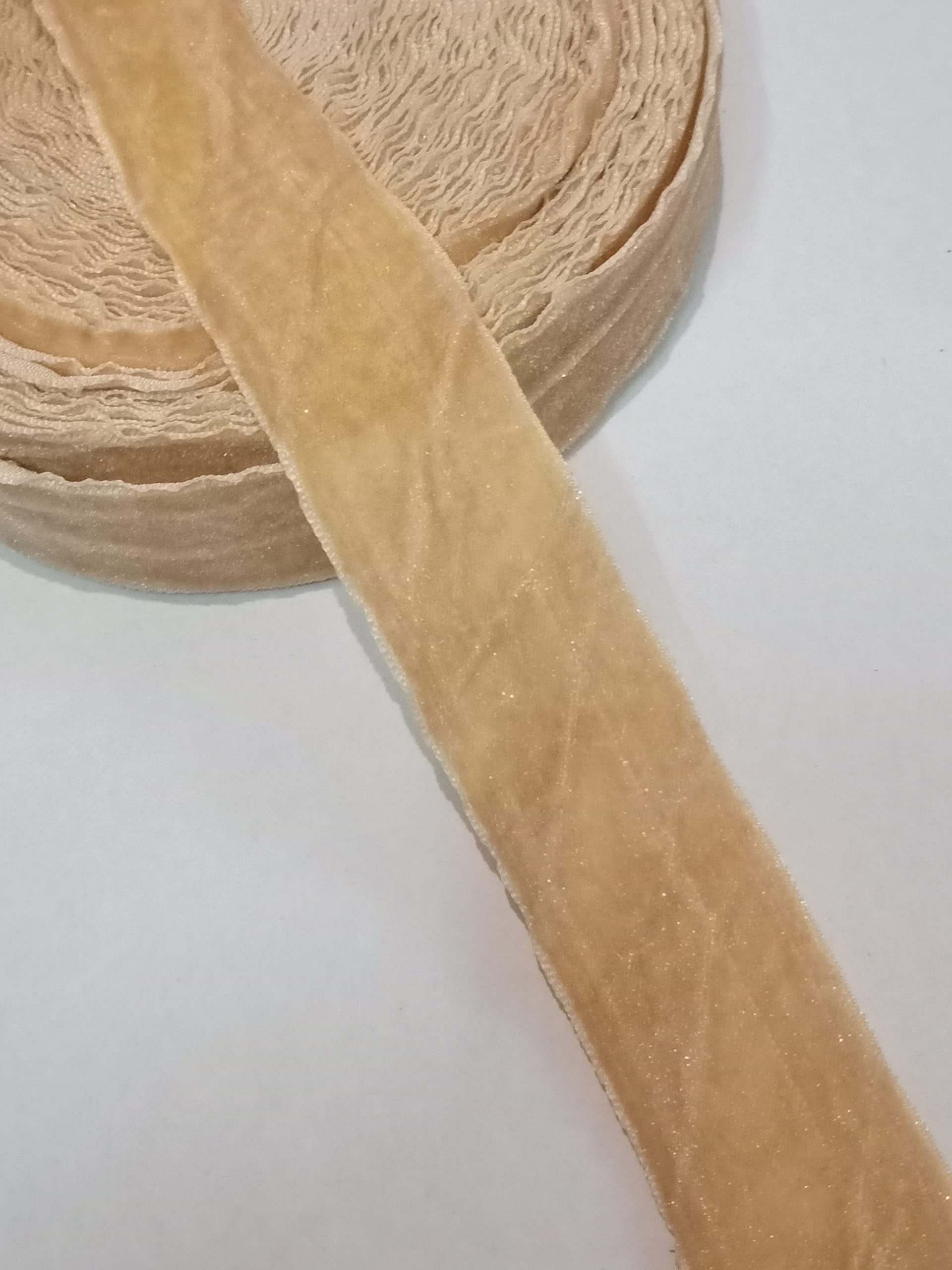 Buy Akshar Roll of Almond Cream Velvet Ribbon Patti Lace (12 Meters ...