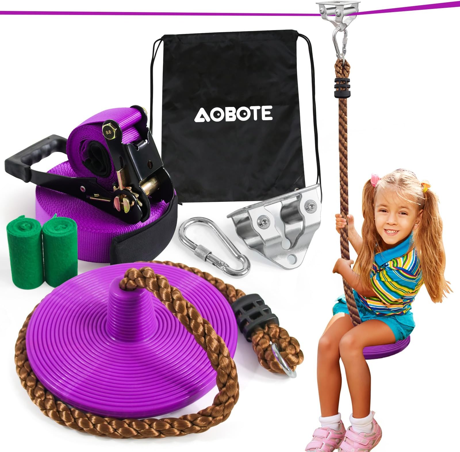Amazon.com: Zipline Kit for Kids and Adutls, Stainless Steel Pulley ...