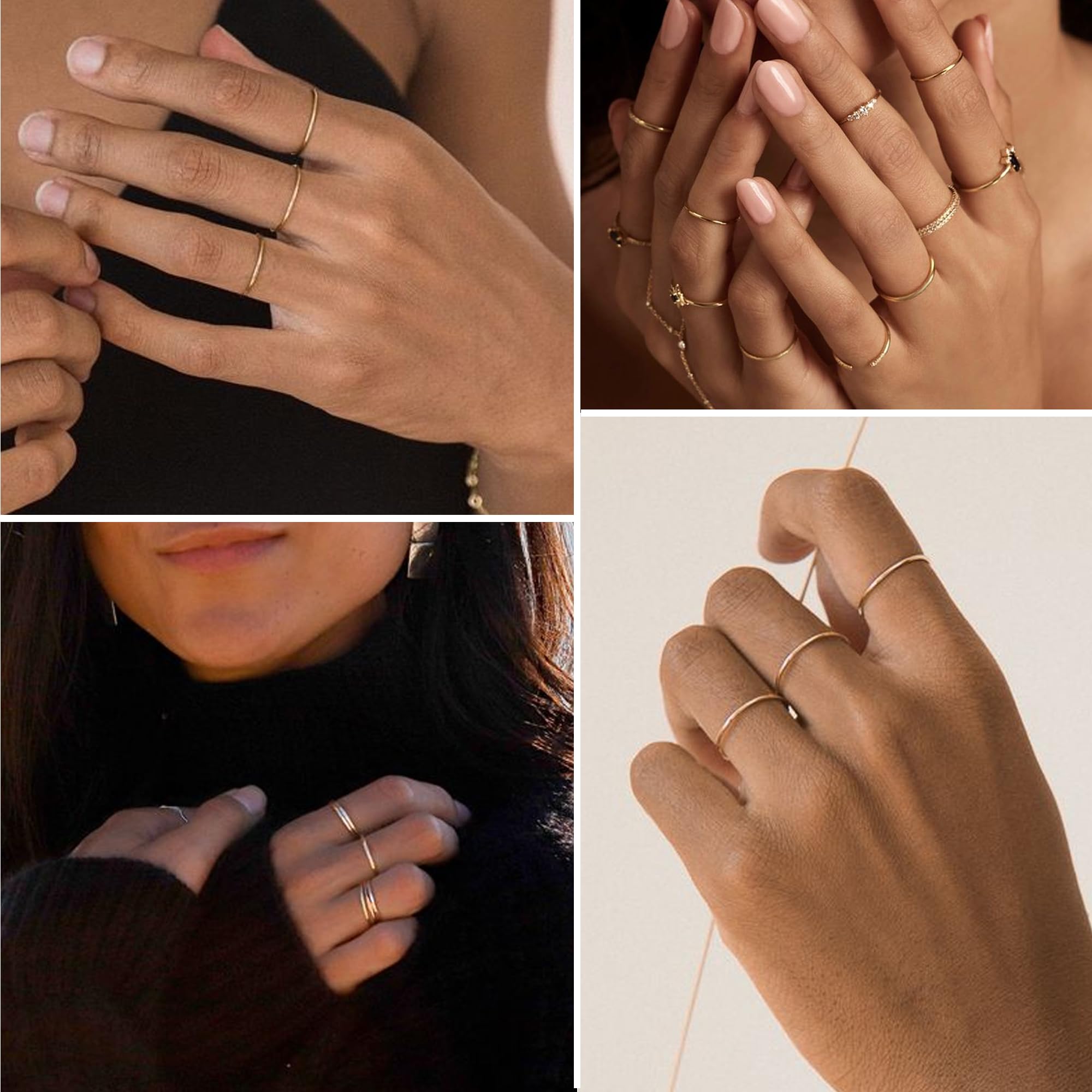 Snapklik.com : Gokeey Stackable Gold Rings For Women