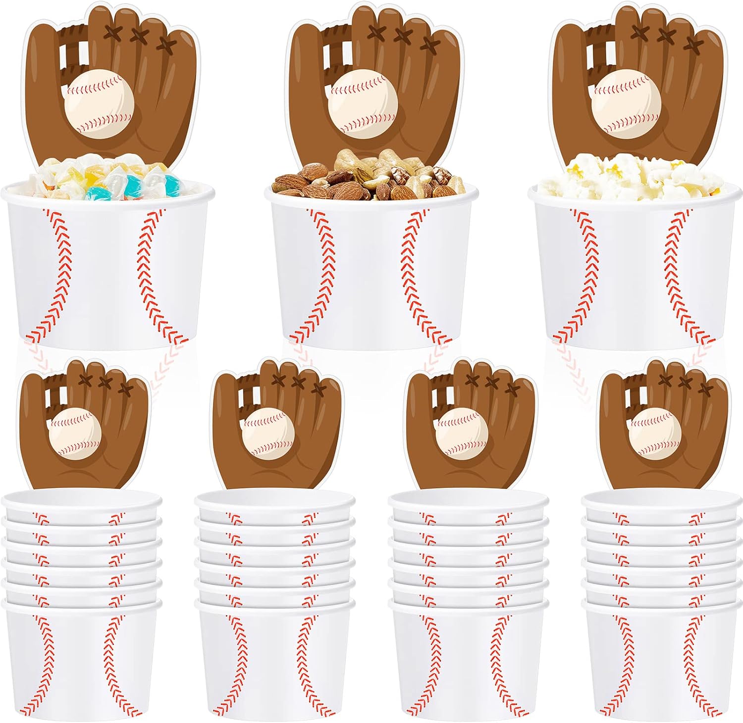 Amazon.com: Suclain 24 Sets Baseball Paper Bowls with Baseball Cards ...