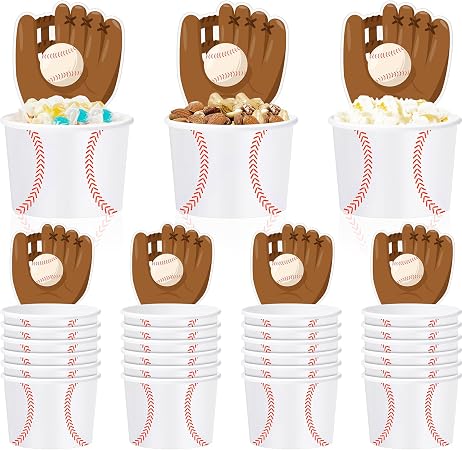 Amazon.com: Suclain 24 Sets Baseball Paper Bowls with Baseball Cards ...