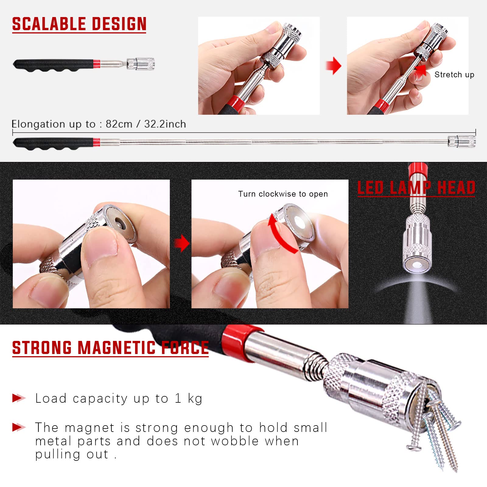 Snapklik.com : 11Pcs Long Magnetic Telescoping Tool Kit, Precision ...