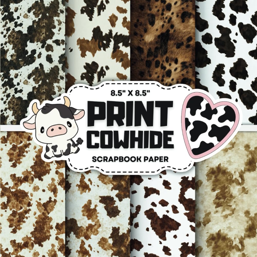Cowhide Print Scrapbook Paper Collection: Decorative Double-Sided Cow ...