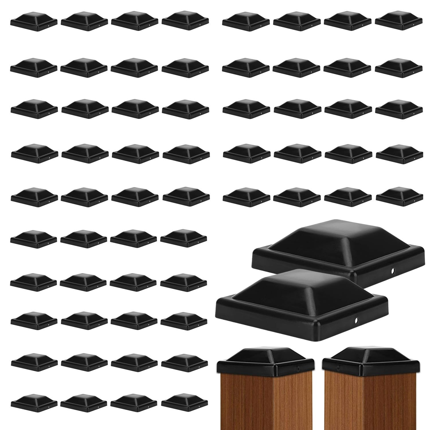 Amazon.com : RHBLME 60 Pack 4x4 Post Caps, Black Fence Post Caps (3-5/8 ...