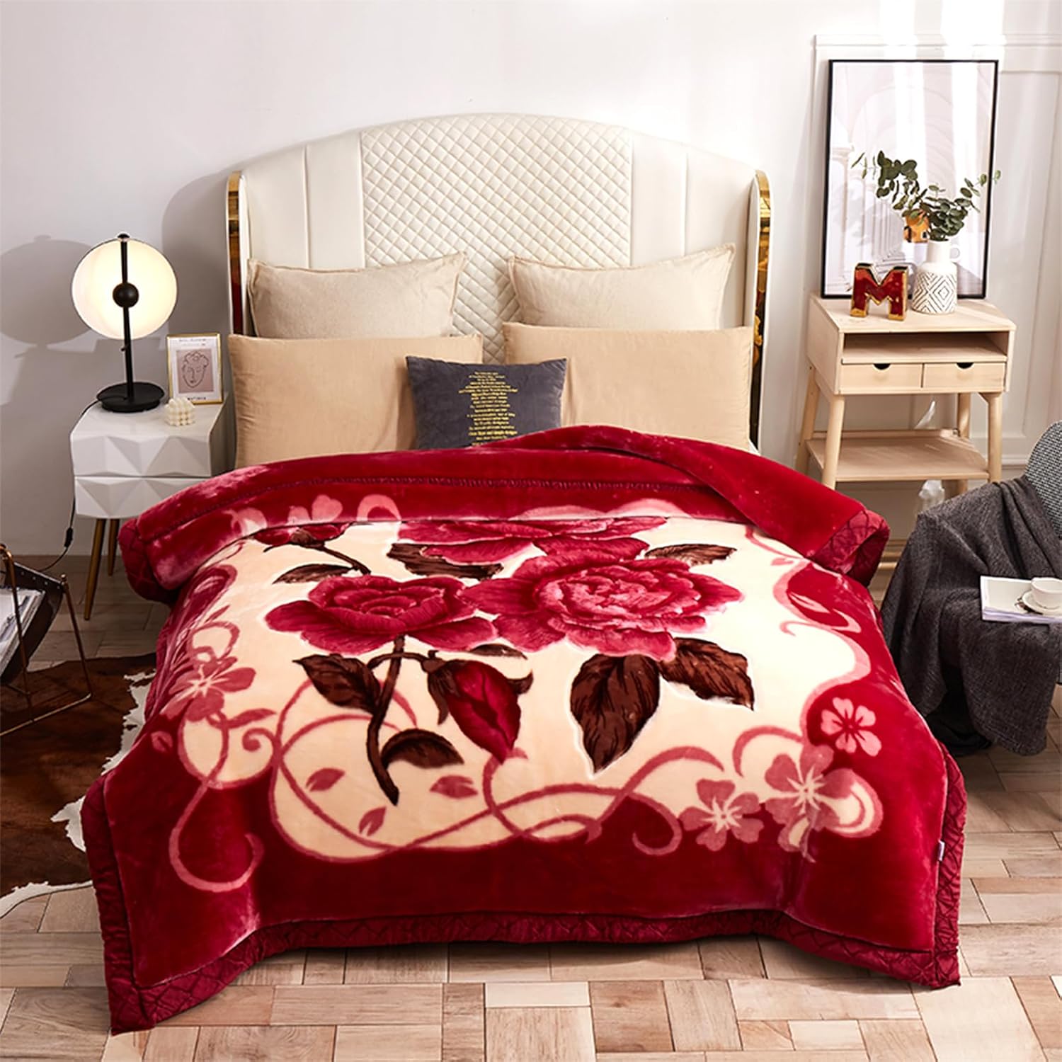 Amazon.com: MODUSKYE Heavy Korean Mink Blanket, 5.5LB Exuberant Flower ...
