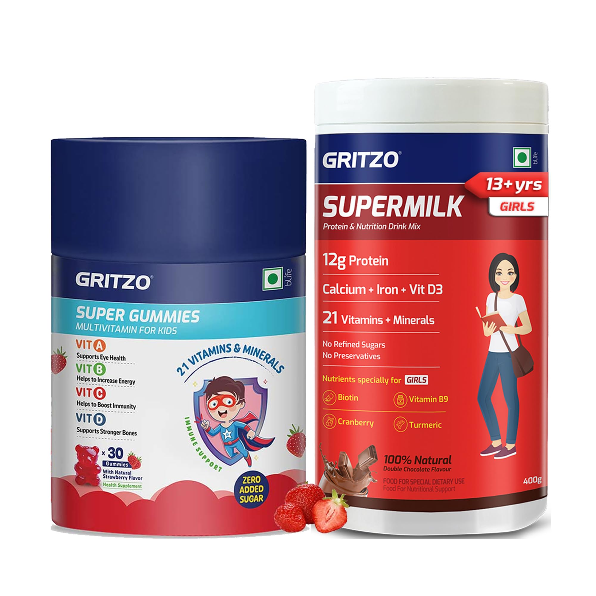 Buy Gritzo SuperMilk Daily Nutrition (13+y Girls) Powder with Super ...