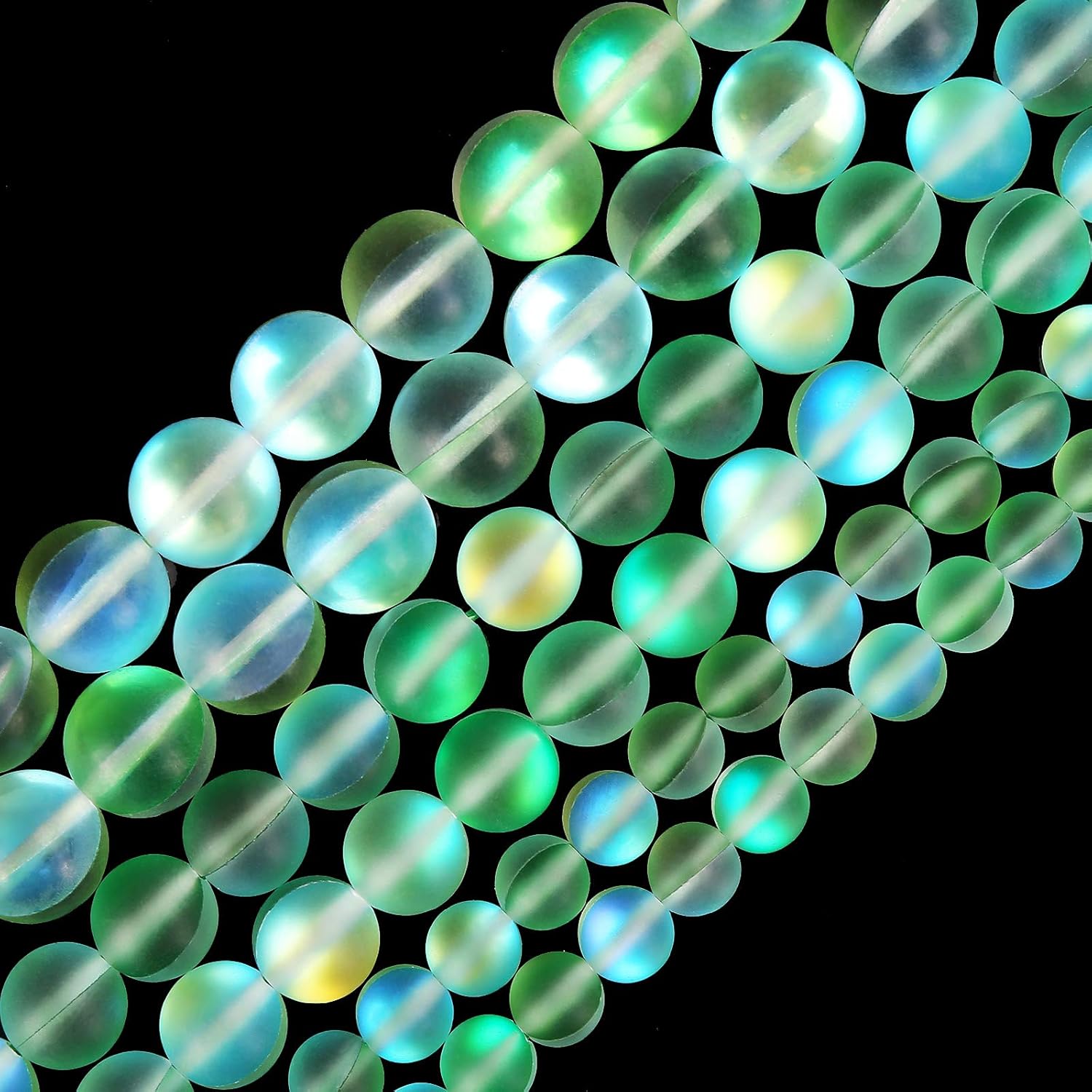 Amazon.com: Matte Green Aurora Crystal Glass Beads, 6MM Frosted Glitter ...