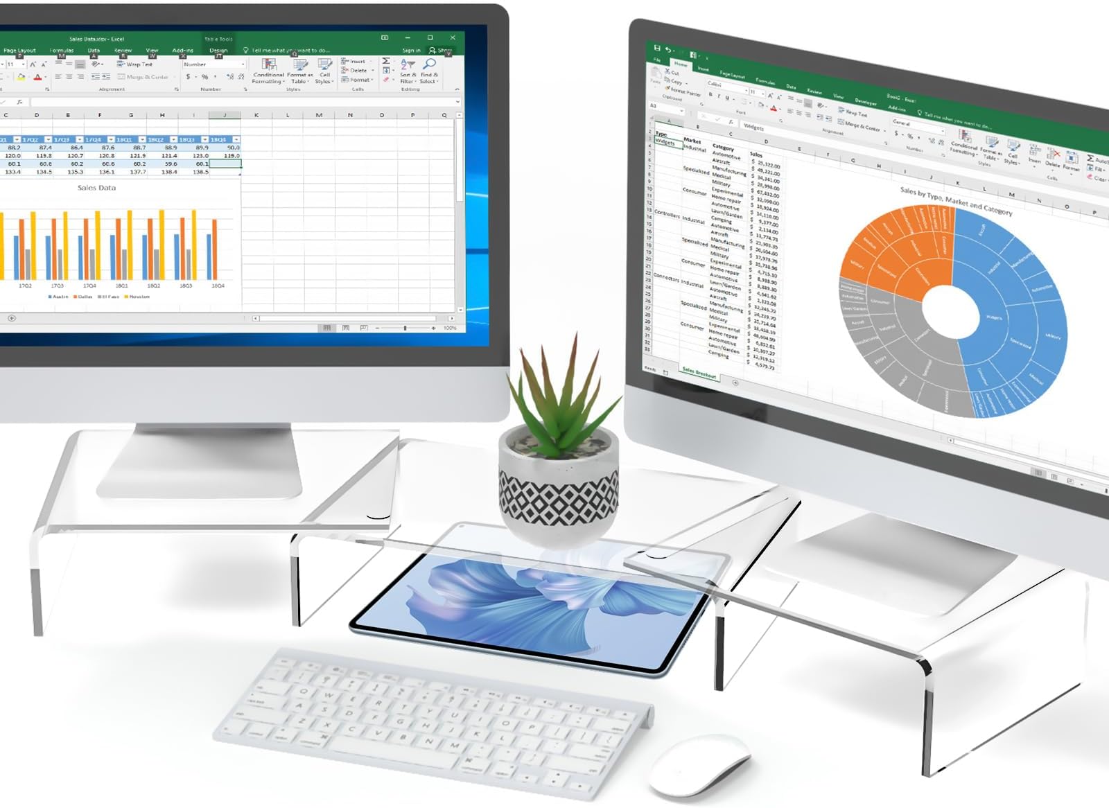 Amazon.com: Jetec 2 Pieces Clear Acrylic Monitor Stand Desktop Video ...