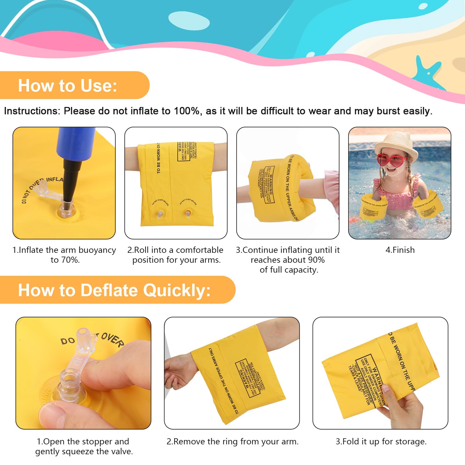 Snapklik.com : Wowelife Inflatable Pool Floats - Yellow Arm Floaties ...