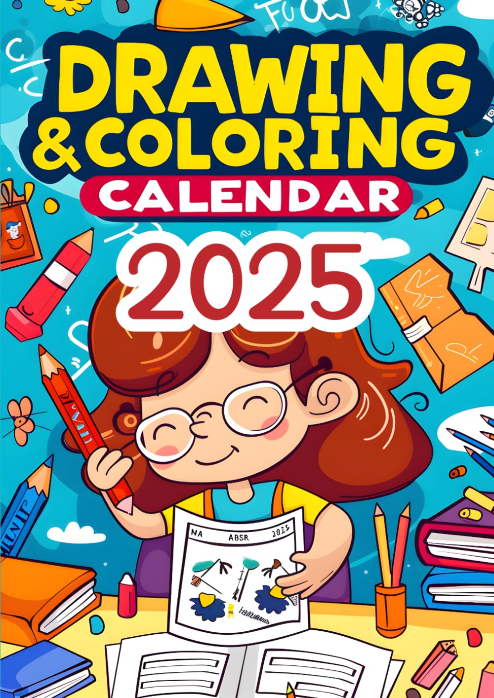 2025 Drawing & Coloring Calendar Book: 12 Months of Relaxing Pages For ...