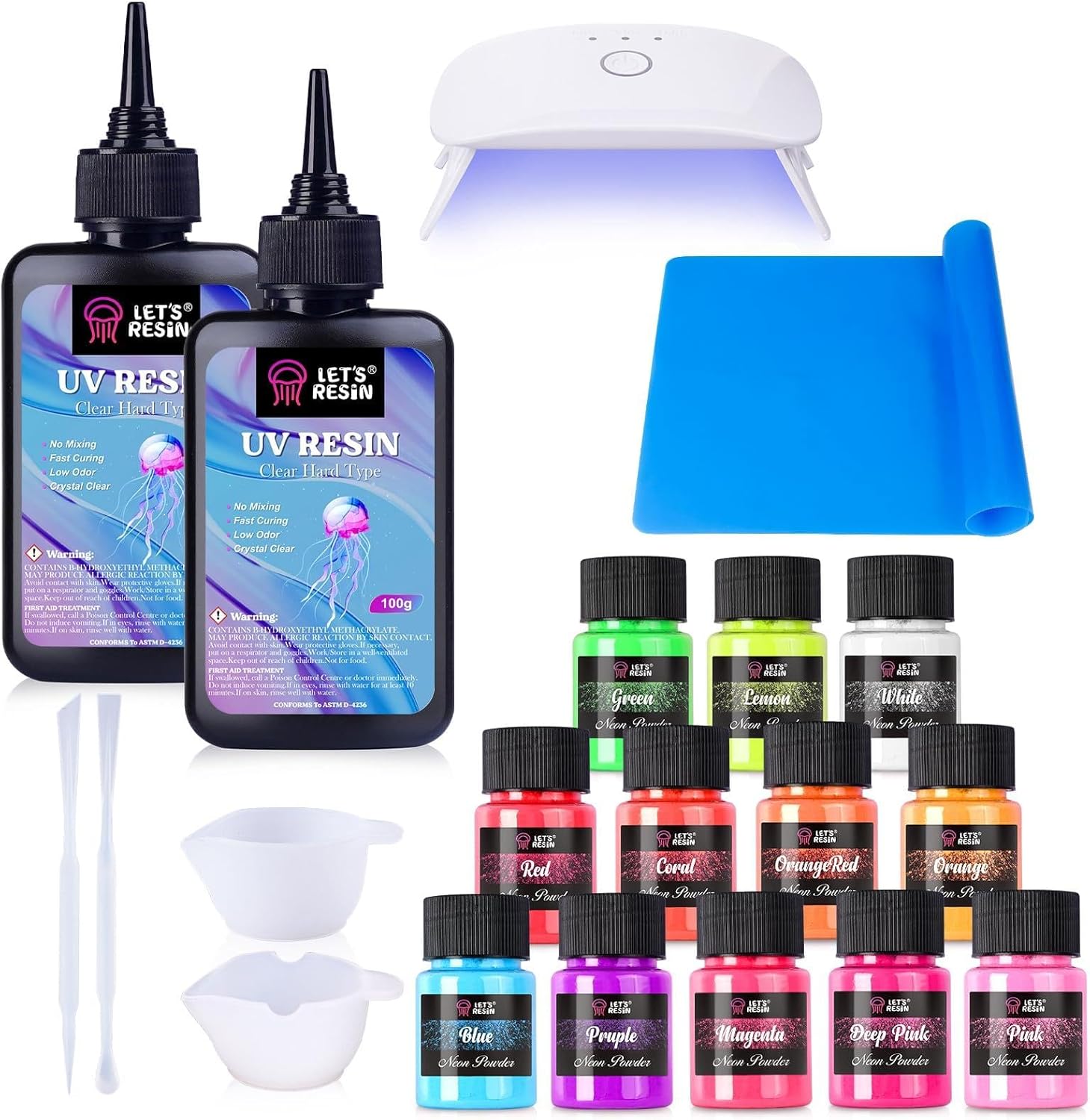Amazon.com: Bundle Set of UV Resin Kit with UV Light and Neon Pigment ...