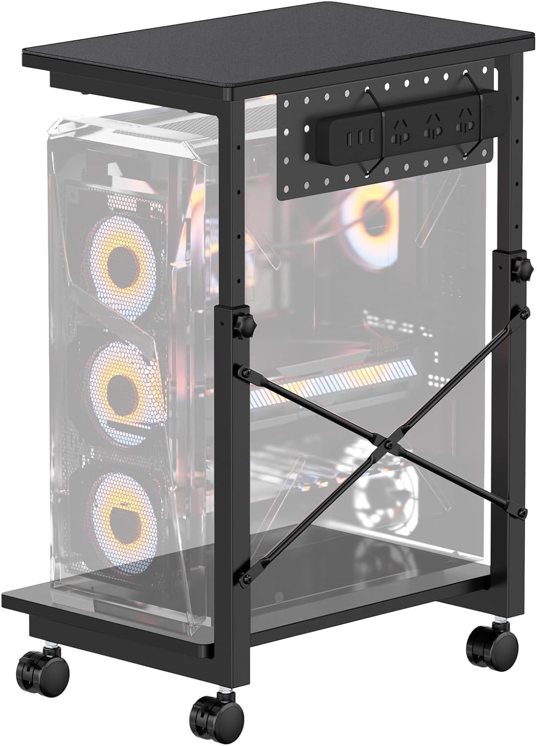 PUTORSEN Height Adjustable Computer Tower Stand - 2-Tier ATX-Case PC ...