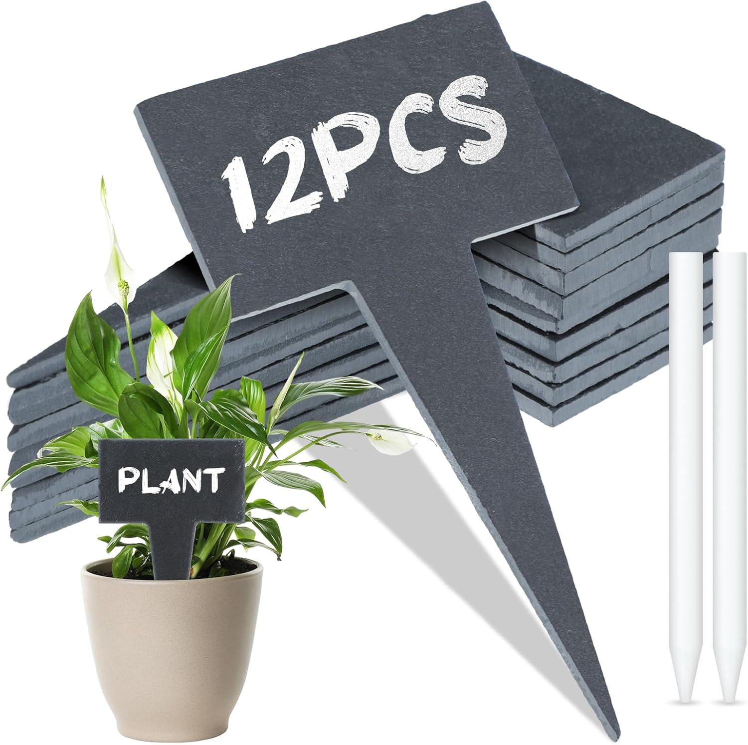Amazon.com: Wesiti 12 Pcs Reusable Slate Plant Labels T Type Plant Tags ...