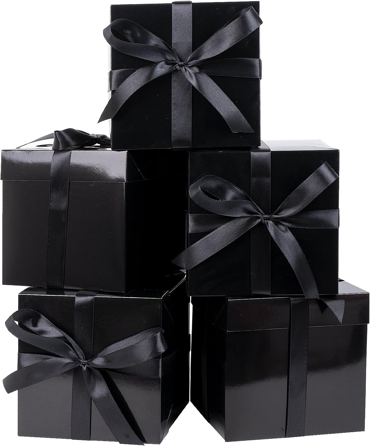 Amazon.com: Jaywayang 5 Pack Black Gift Boxes with Lids, Ribbons and ...