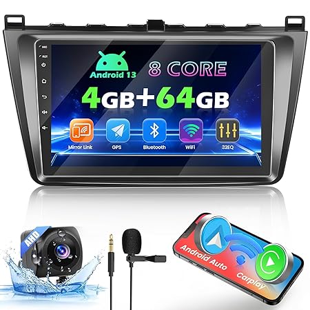 Roinvou 8 Cores 4+64G Android Radio Upgrade for Mazda 6 2007-2012, 9 ...