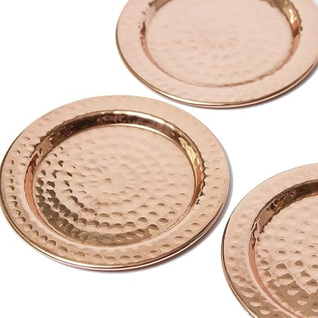 Amazon.com | Solid Copper Coasters - Set of 4 Handcrafted Hammered ...