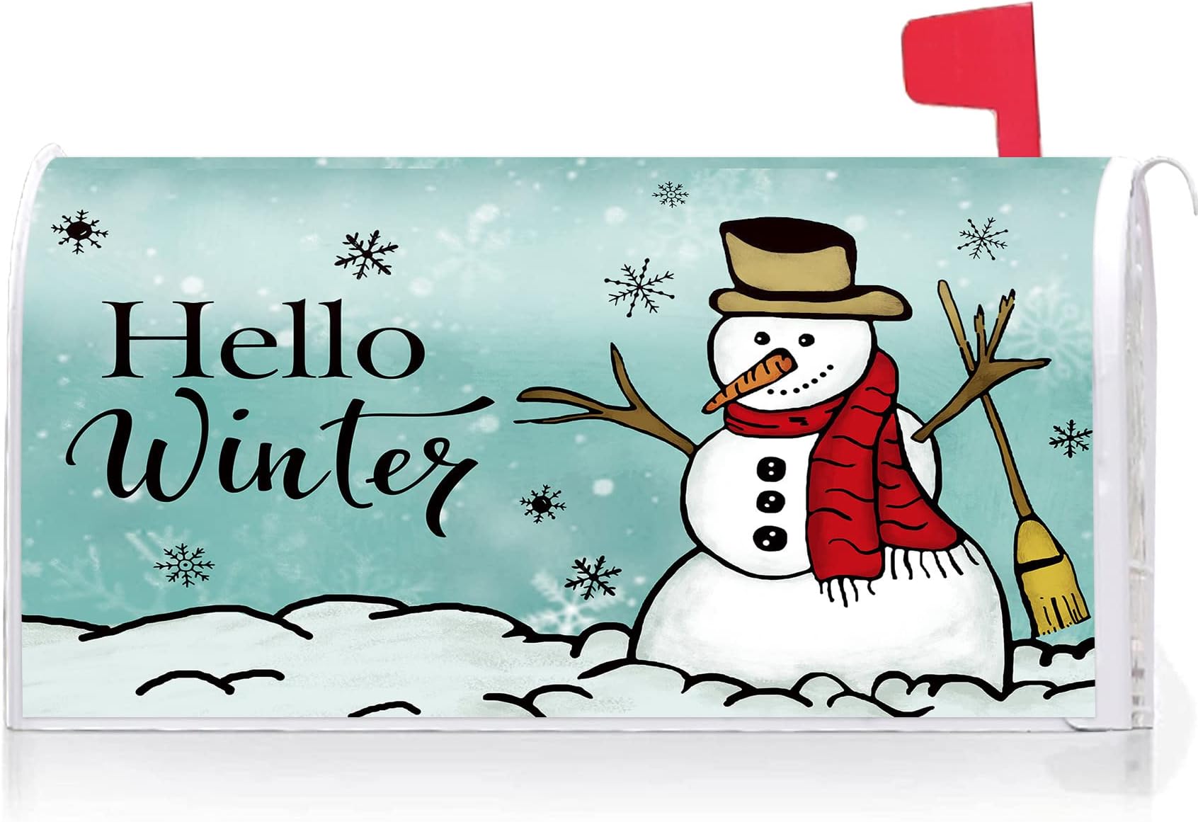Amazon.com: Texupday Hello Winter Snowman Decoration Mailbox Cover with ...