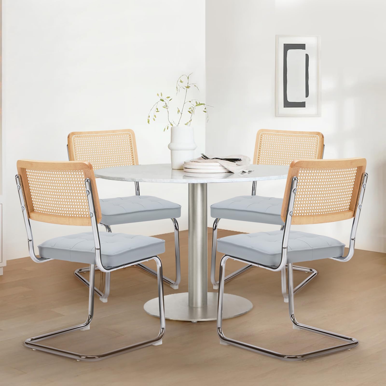 Snapklik.com : MALOL COLAMY Rattan Dining Chairs Set Of 6, PU Leather ...