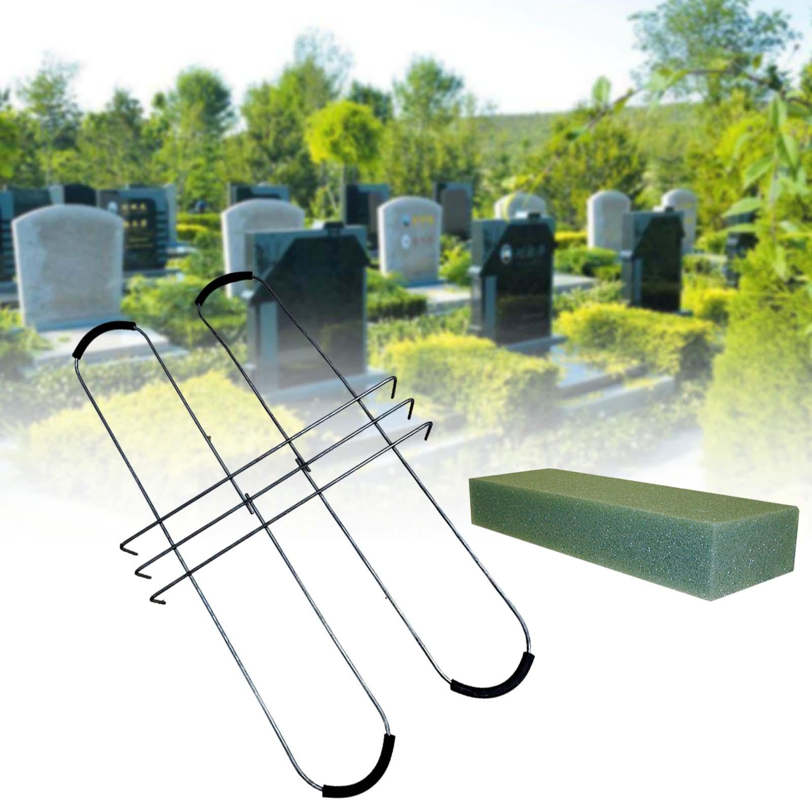 Headstone Flower Vase Tombstone Flower Saddle With Floral Foam ...