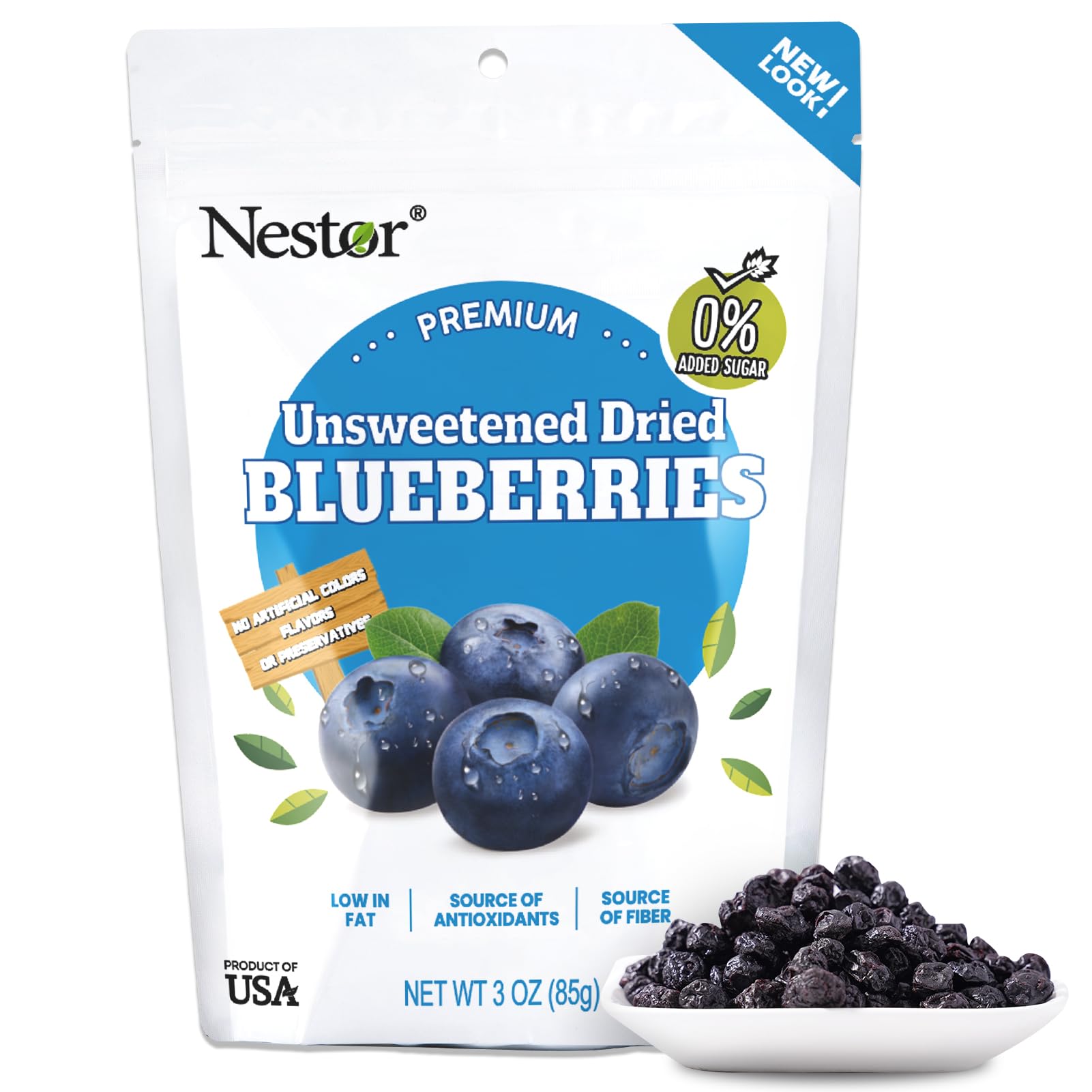 Amazon.com: Premium Big Dried Blueberries No Sugar Added 3 oz, 100% ...