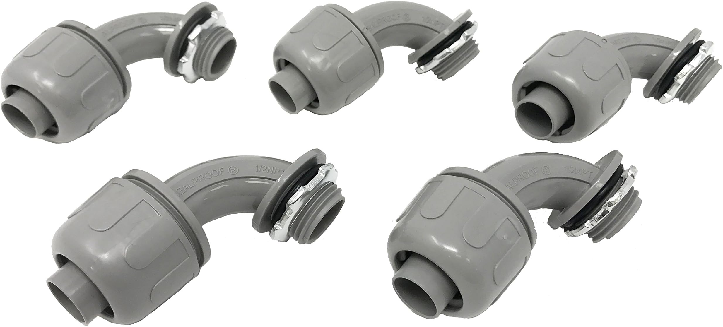 HQRP 2-Pack 1/2-Inch Nonmetallic Plastic Liquid Tight Connector 90 ...