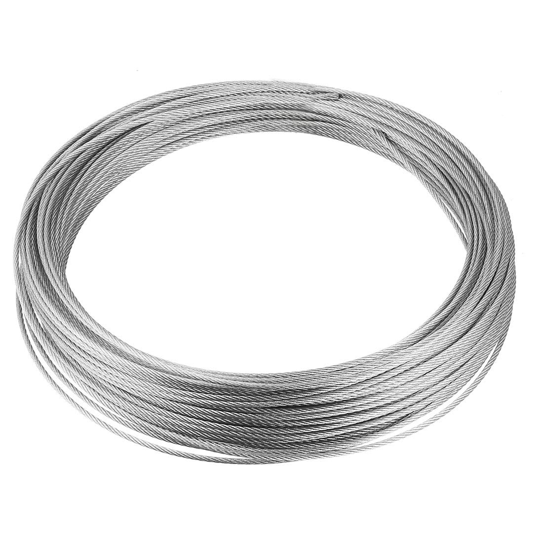 Buy uxcell Stainless Steel Wire Rope Cable 1.2mm 0.05 inch Dia 82ft 25m ...