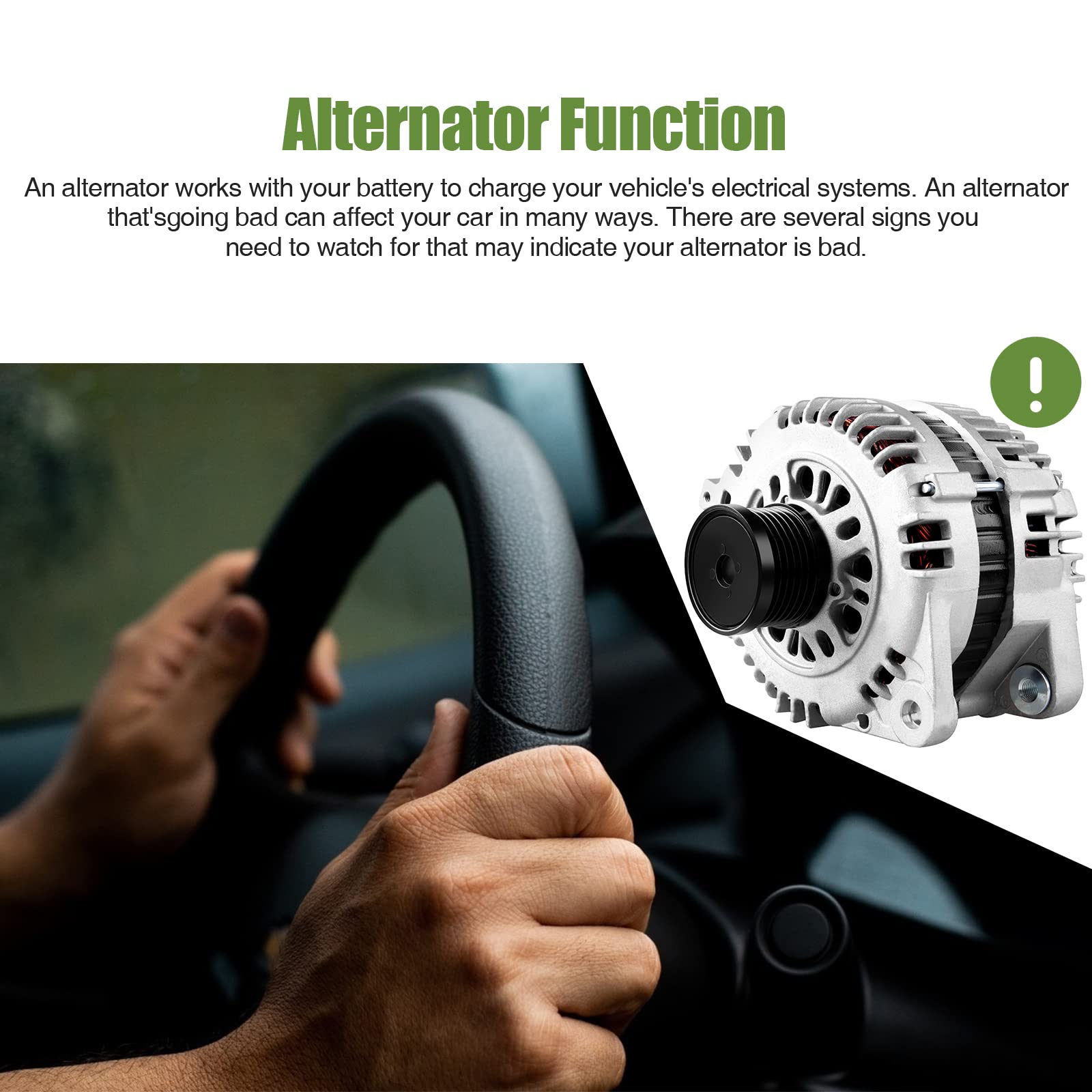 SCITOO Alternator 13939 fit For Nissan Altima Sentra 2.5L 2002 2003 2004 2005 2006 SC6 110A CW