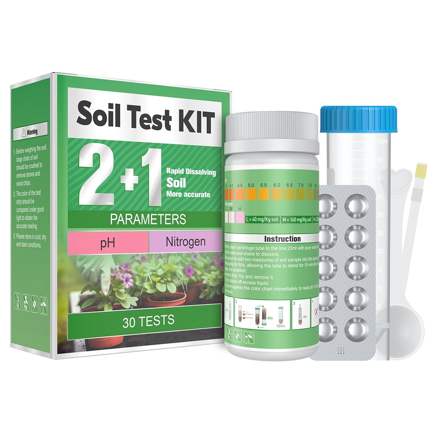 Amazon.com: Pawfly 2 in 1 Soil Test Kit for pH & Nitrogen, 30 Strips ...