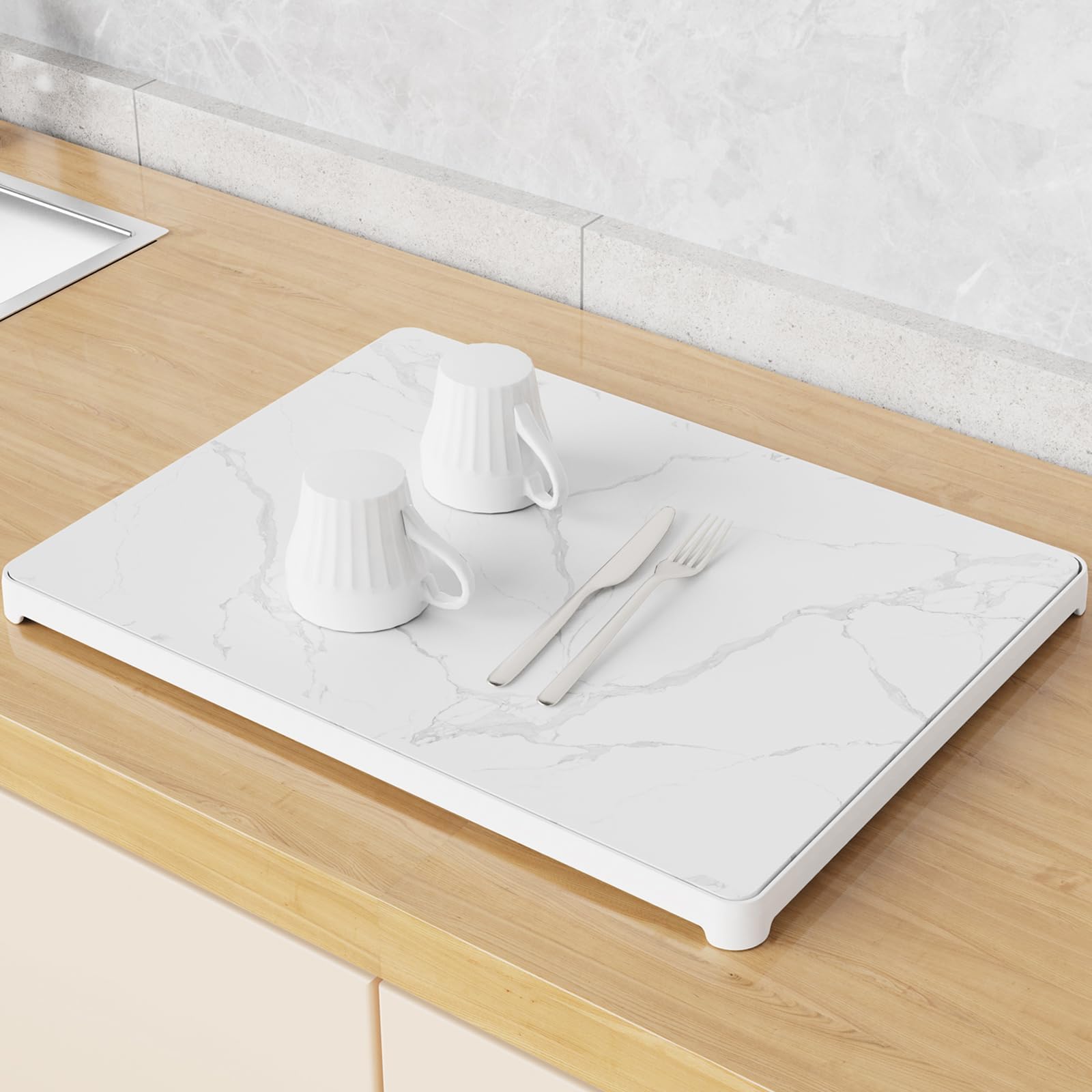 Amazon.com: Stone Dish Drying Mat, Marble Dish Drying Mat for Kitchen ...