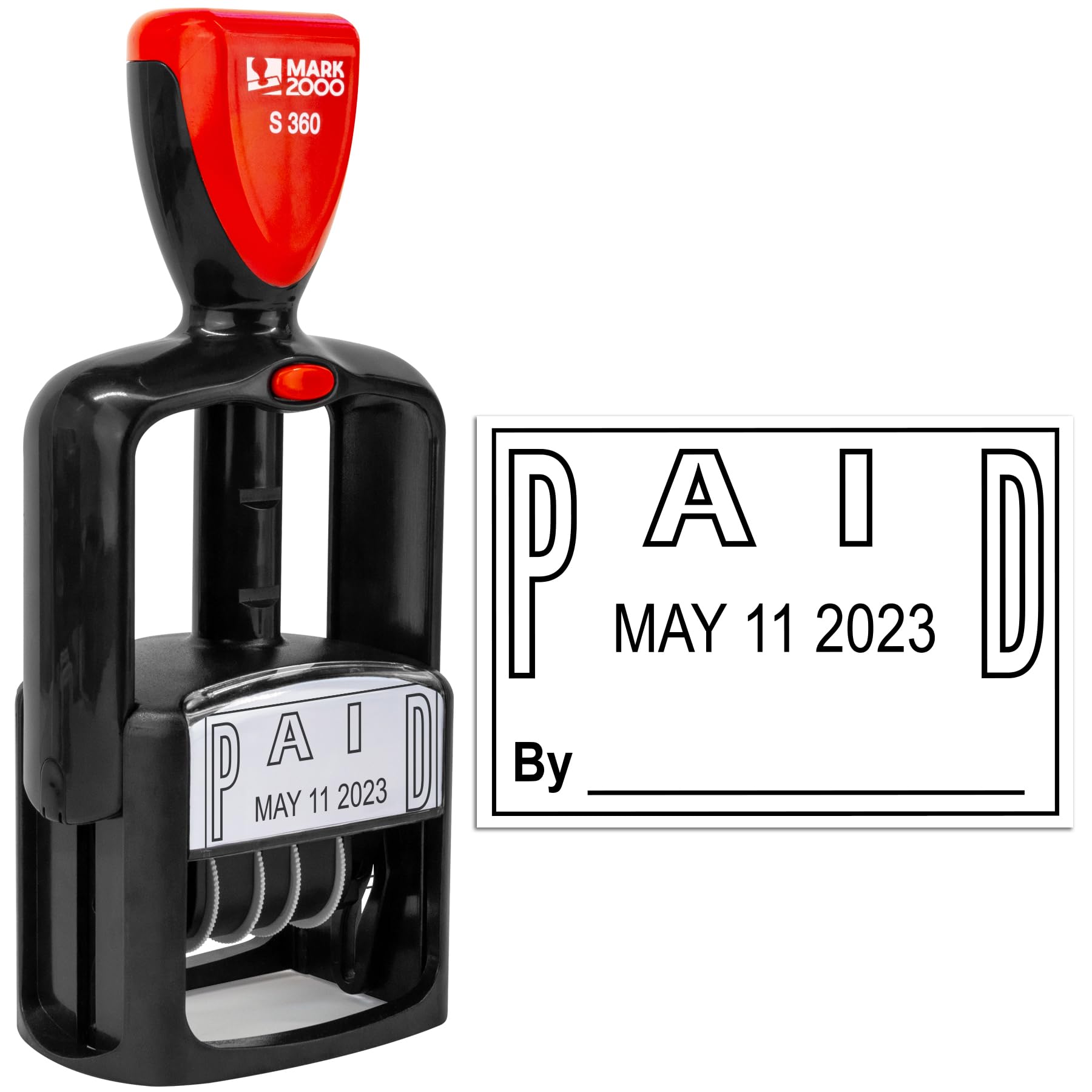 Amazon.com : Mark 2000 Self-Inking Rubber Date Office Stamp with Paid ...