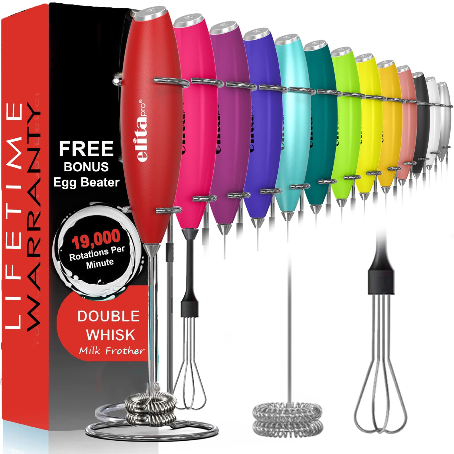 ElitaPro ULTRA-HIGH-SPEED MOTOR 19,000 RPM ! Milk Frother with DOUBLE ...