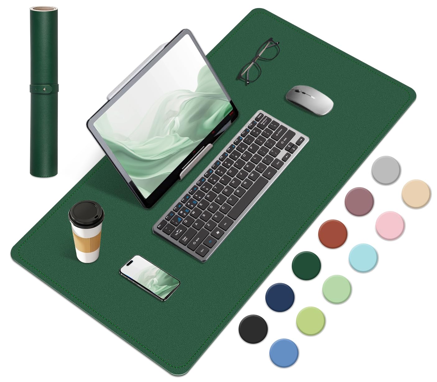 BLESWIN Non-Slip Desk Mat, Natural Cork & Leather Desk Pad, Waterproof ...